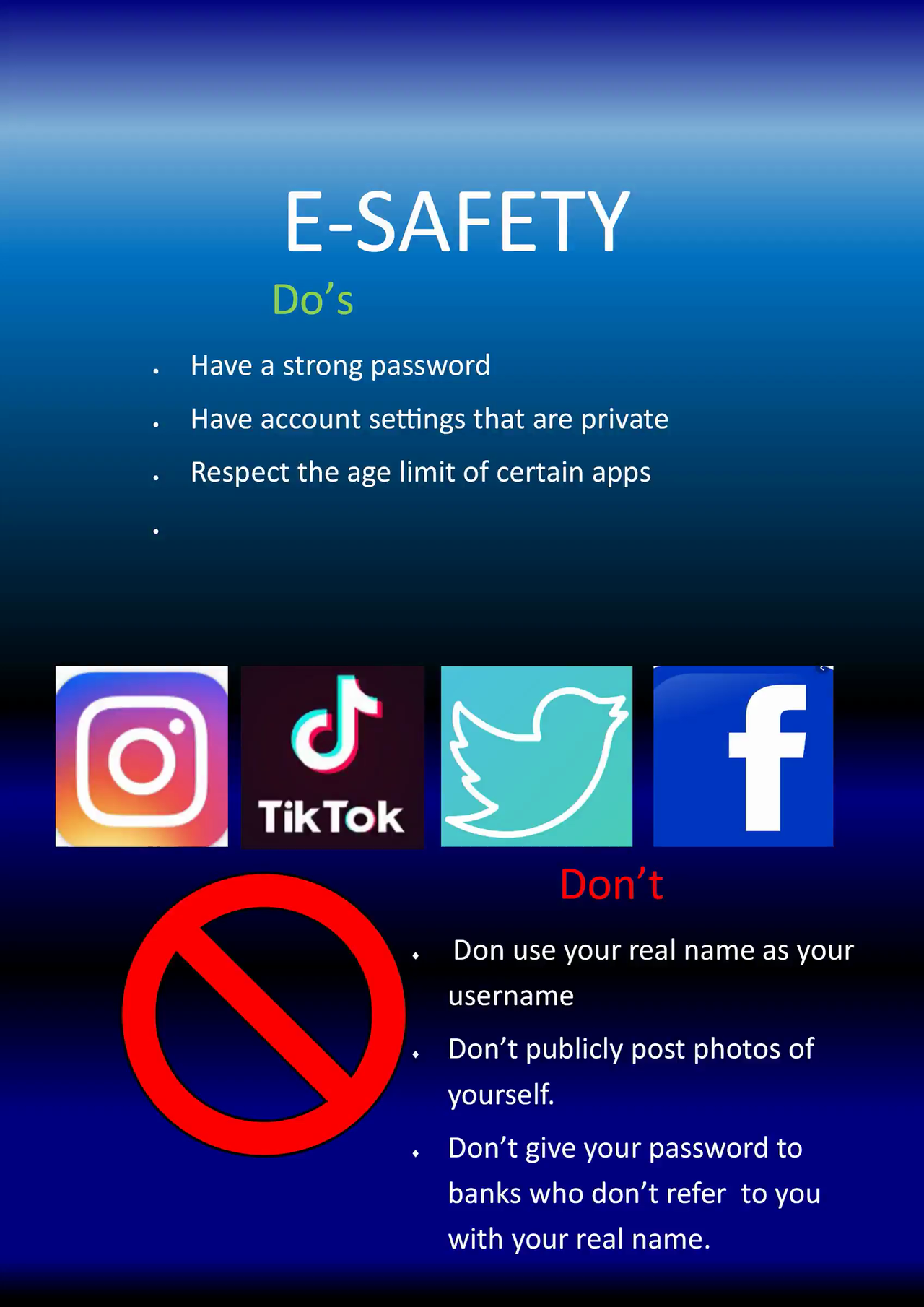Poster on E-Safety – SG – Whats Your Story