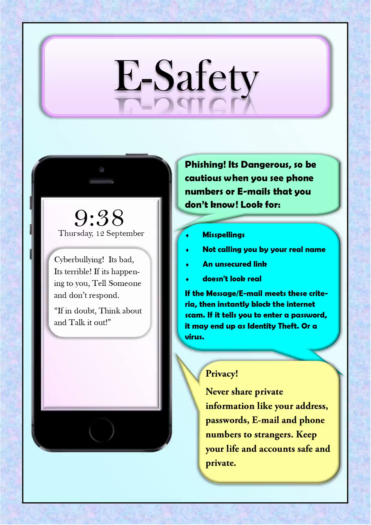 Lizzy’s E-Safety Poster! ;) – SG – Whats Your Story
